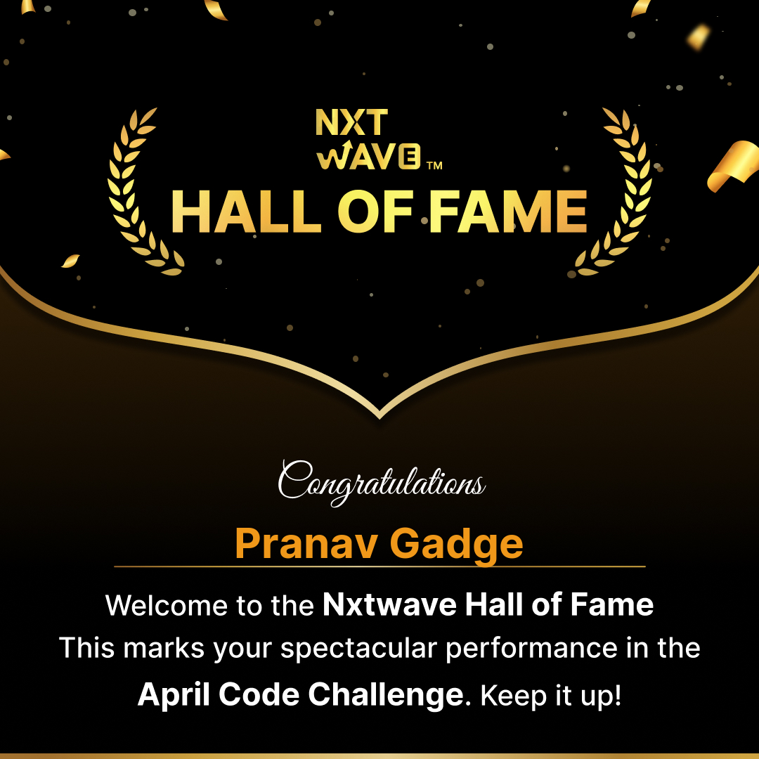Pranav Gadge - Aspiring Full Stack Developer CCBPian at NxtWave | HTML, CSS, JavaScript, Python ...