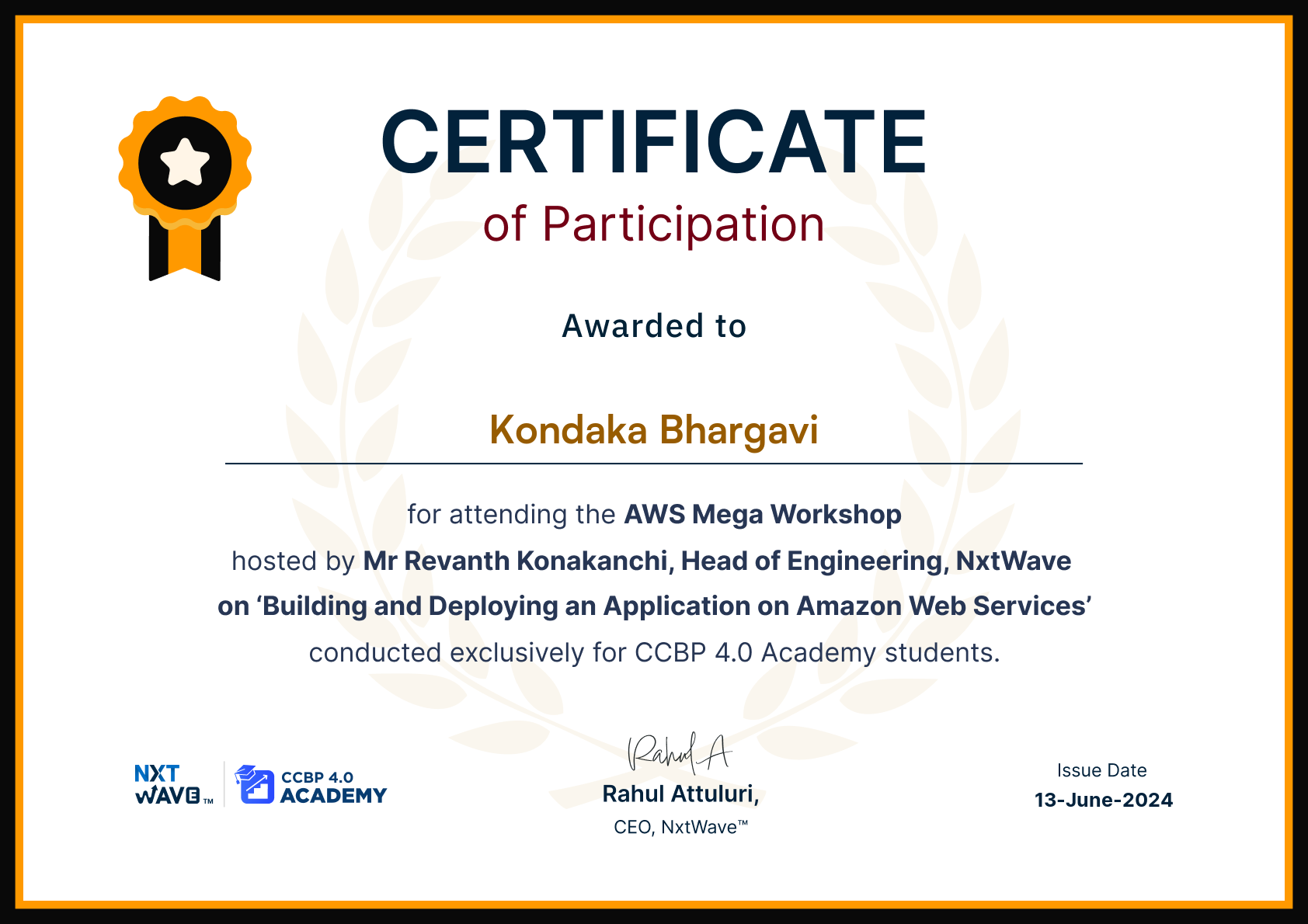 Kondaka Bhargavi - I'm a student at NxtWave's CCBP 4.0 Academy, where I'm learning full-stack ...
