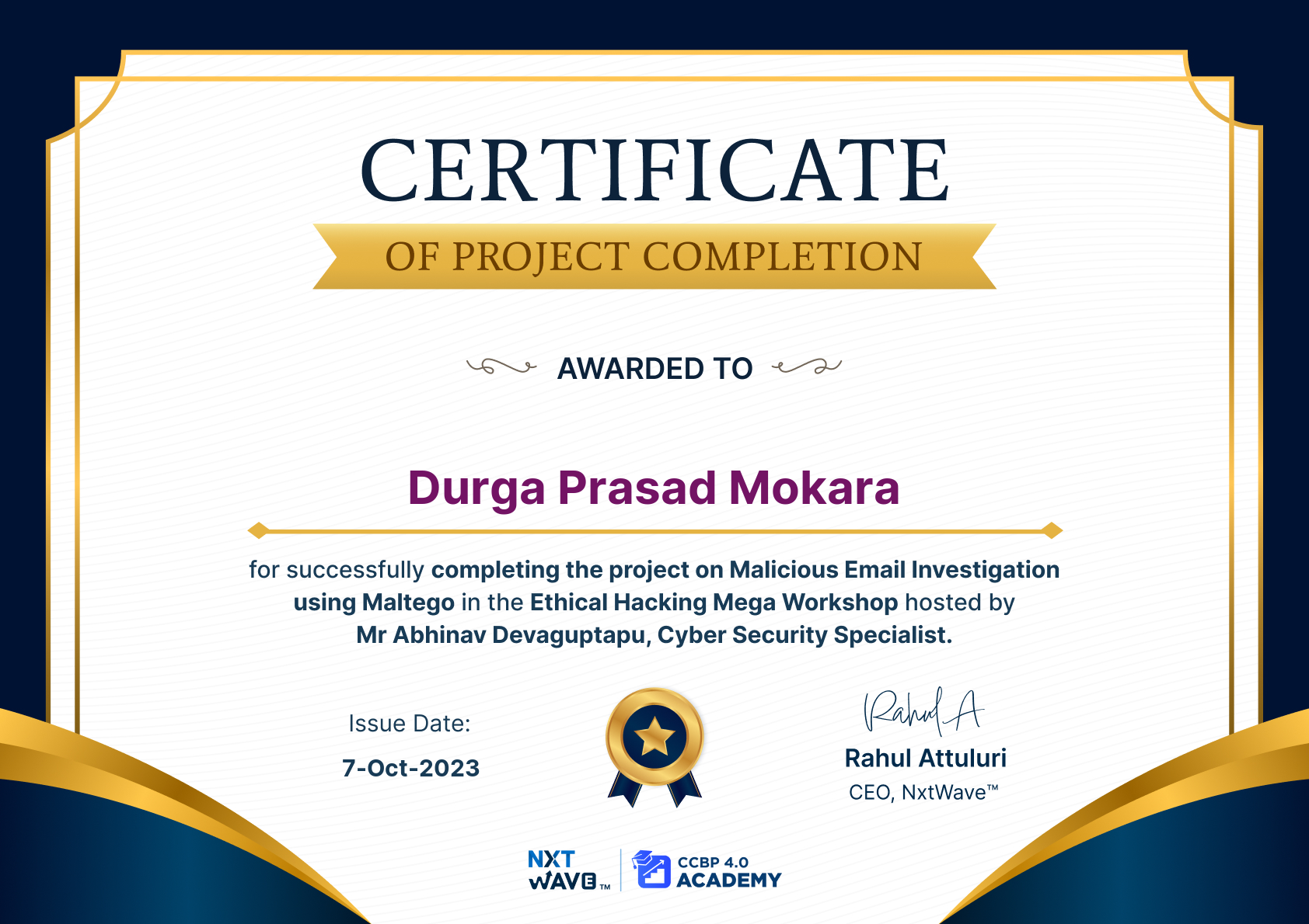 Durga Prasad Mokara - Fellow at NxtWave CCBP 4.0 Academy | CSE–AI Student Parul University 🎓 ...