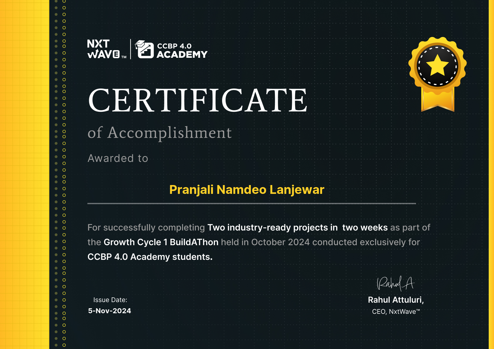 Pranjali Lanjewar - 🎓Fellow at Nxtwave CCBP 4.0 | Focus on full-stack-development | Buisness ...