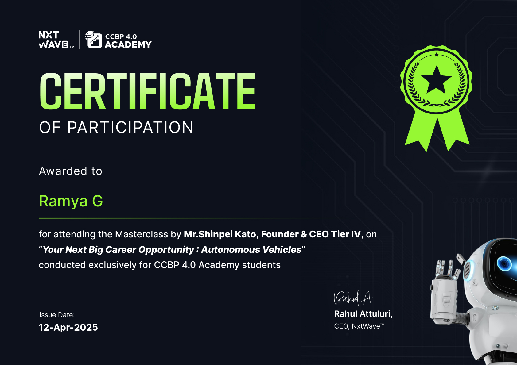 Ramya Ramya - Fellow at NxtWave’s CCBP 4.0 Academy | Knows Python ...