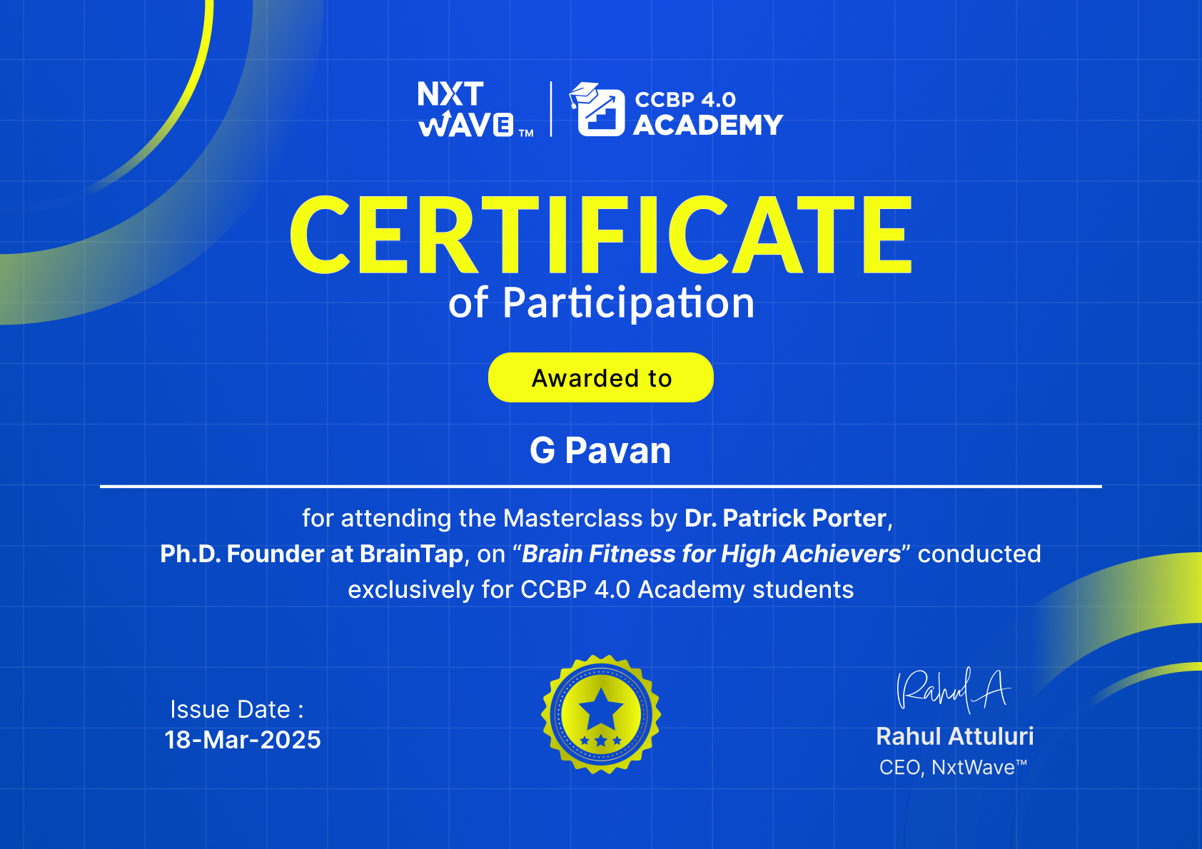 Gudupalli Pavan - Fellow at NxtWave’s CCBP 4.0 Academy | Knows Python, Front End Development ...