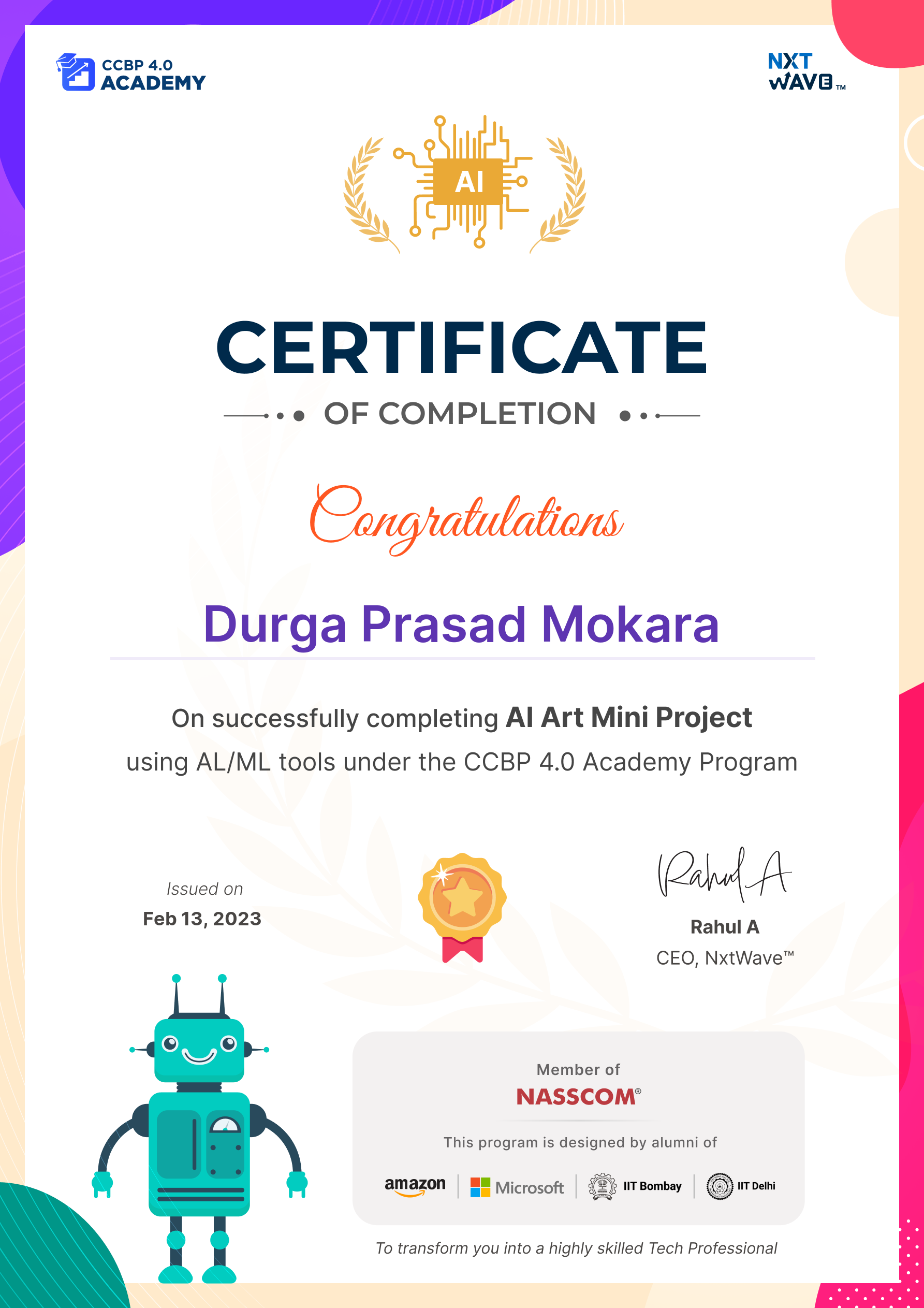 Durga Prasad Mokara - Fellow at NxtWave CCBP 4.0 Academy | CSE–AI Student Parul University 🎓 ...