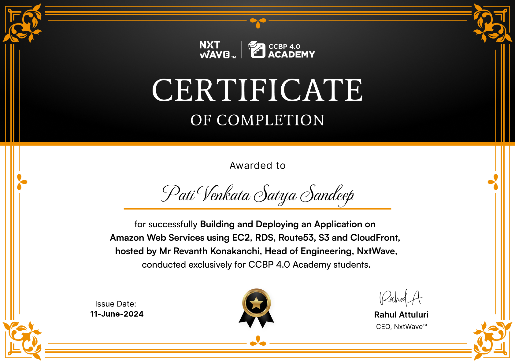 Venkata Satya Sandeep Pati - Fellow at NxtWave’s CCBP 4.0 Academy | Knows Python, Front End ...