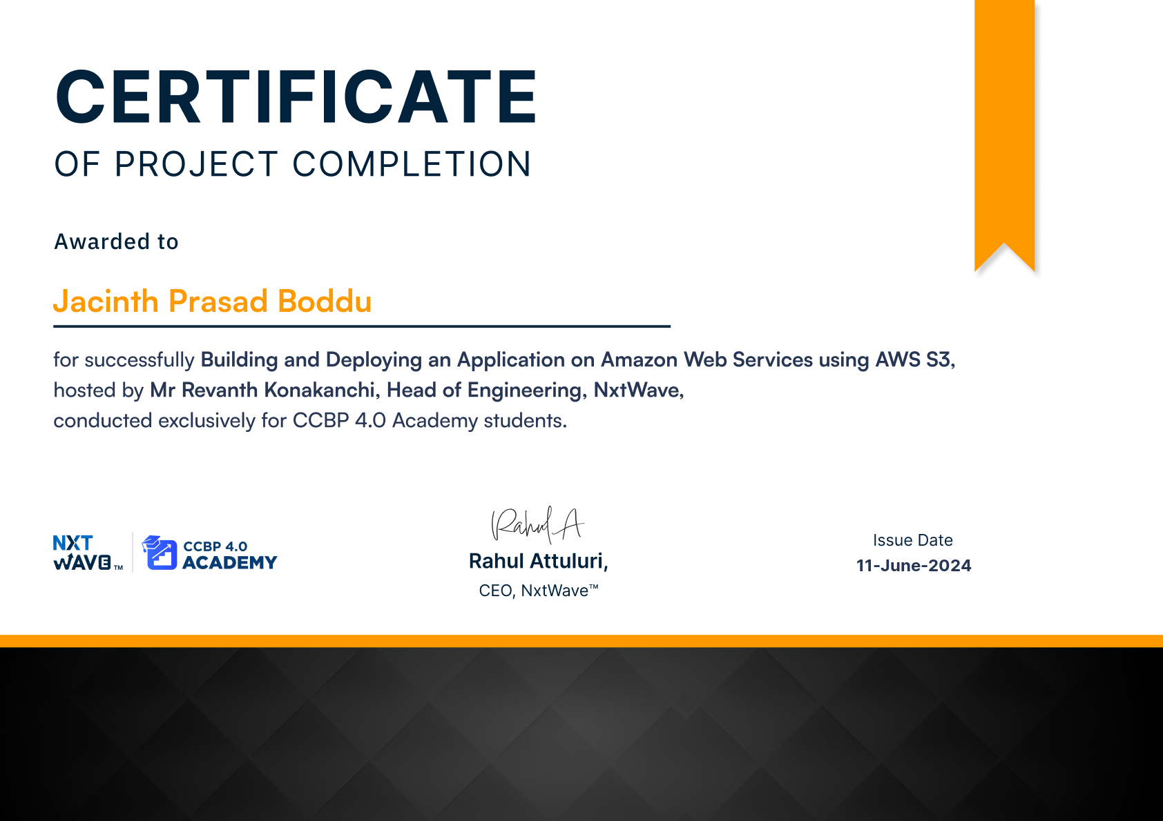 jacinth prasad - Fellow at NxtWave’s CCBP 4.0 Academy | Knows Python, Front End Development ...
