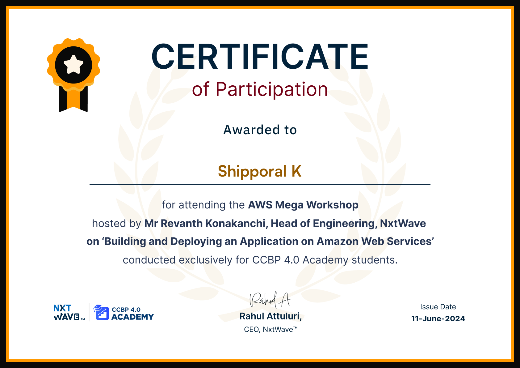 Shipporal K - Fellow at NxtWave’s CCBP 4.0 Academy | Knows Python ...