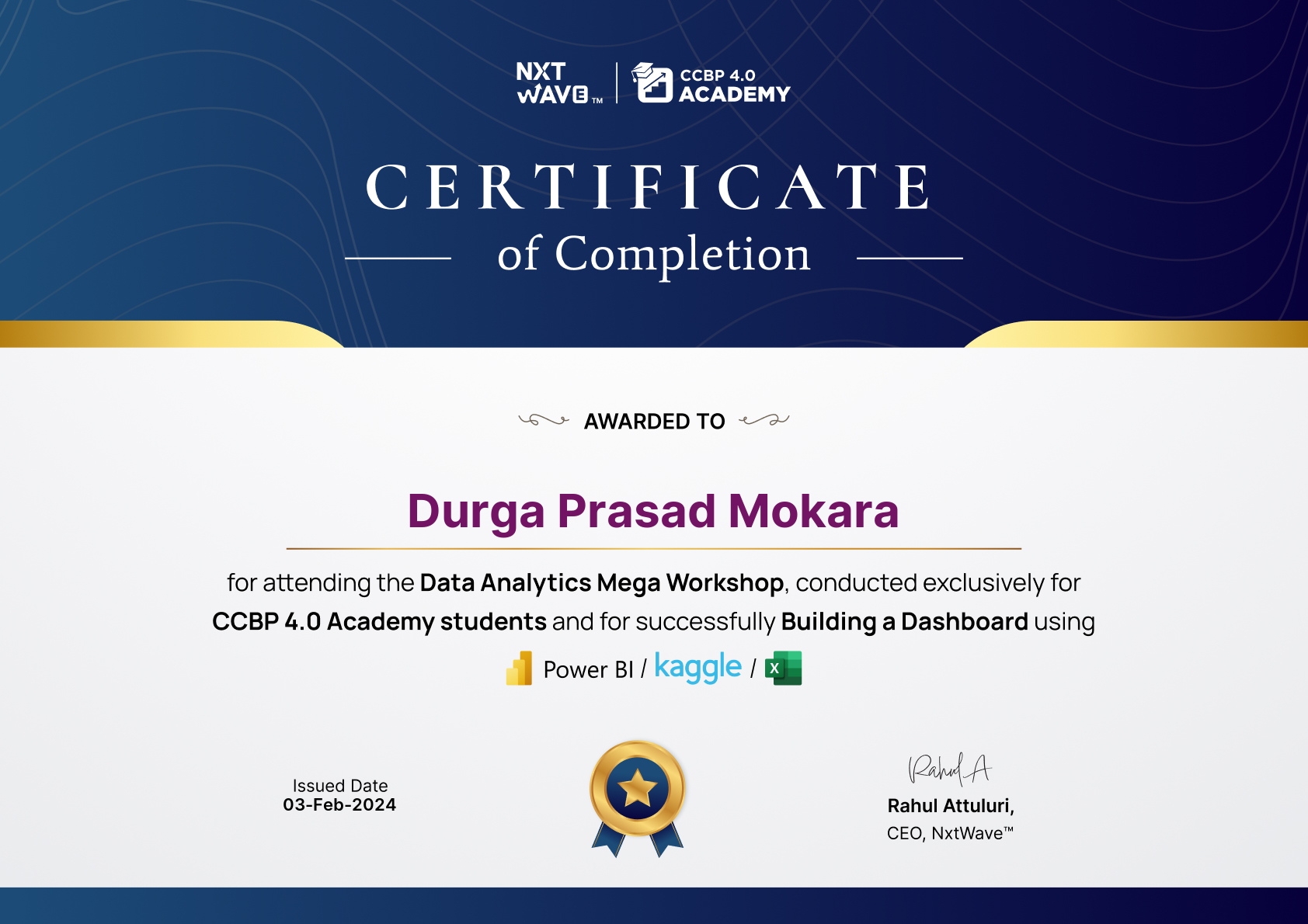 Durga Prasad Mokara - Fellow at NxtWave CCBP 4.0 Academy | CSE–AI Student Parul University 🎓 ...