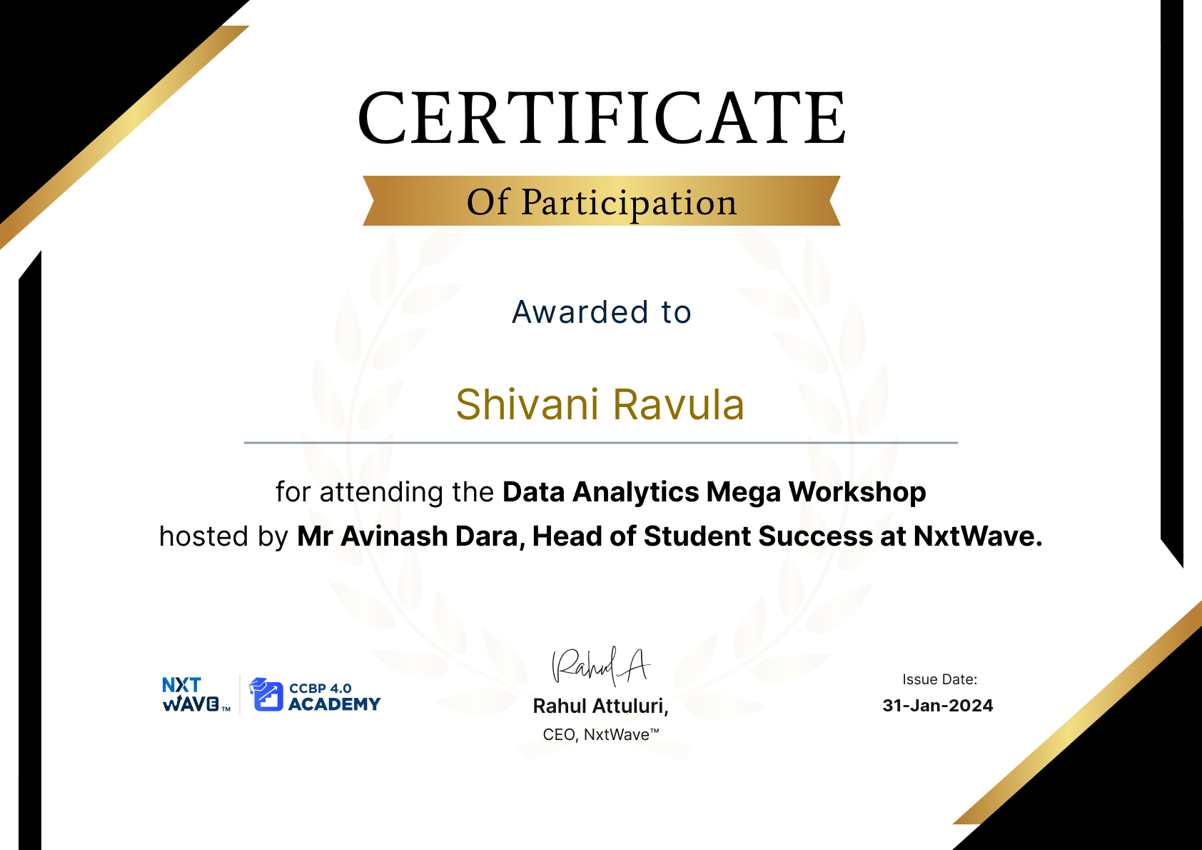 Shivani Ravula - Fellow at NxtWave’s CCBP 4.0 Academy | Knows Python, Front End Development ...