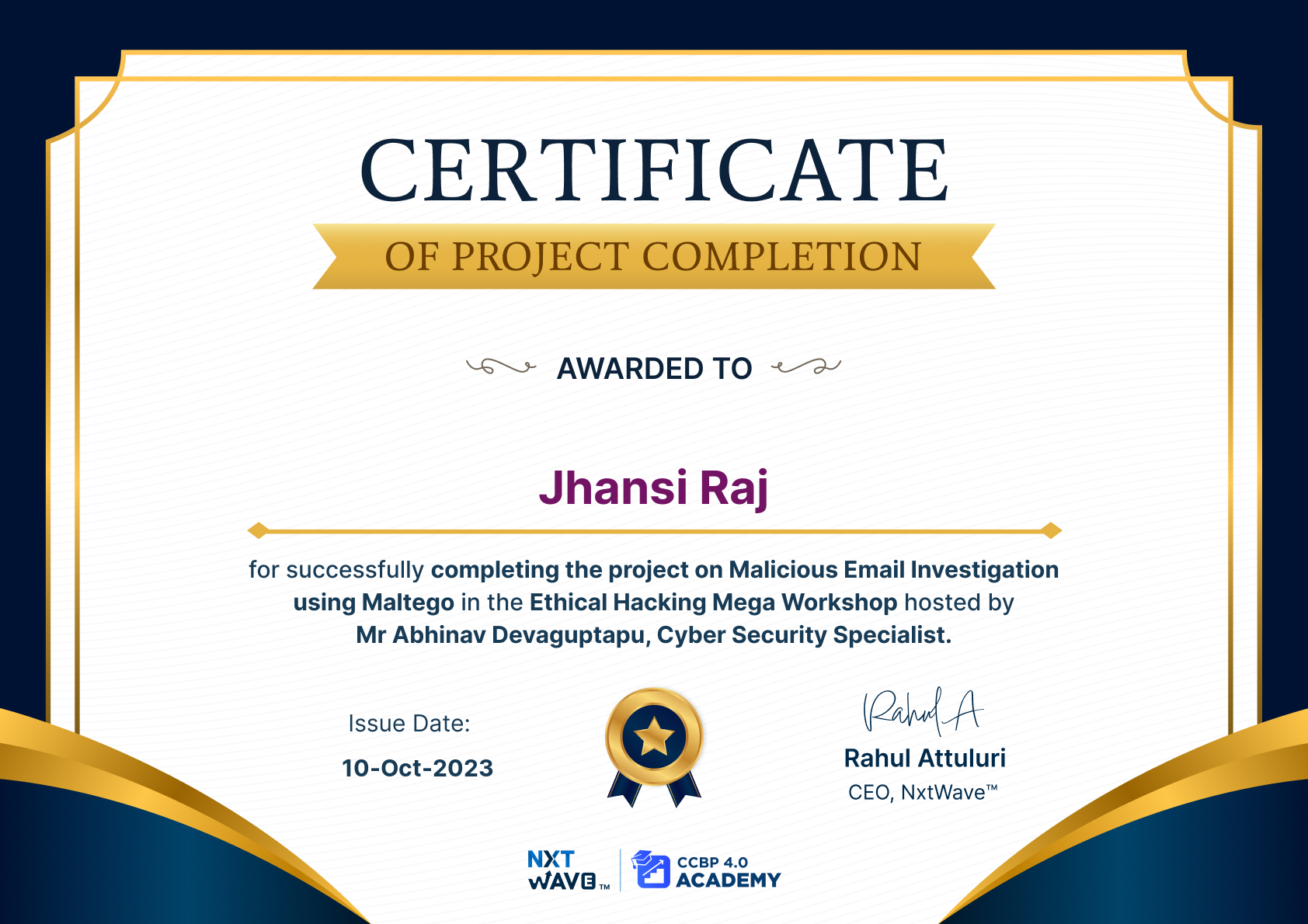 Jhansi Raj Trainee Nxtwave Linkedin