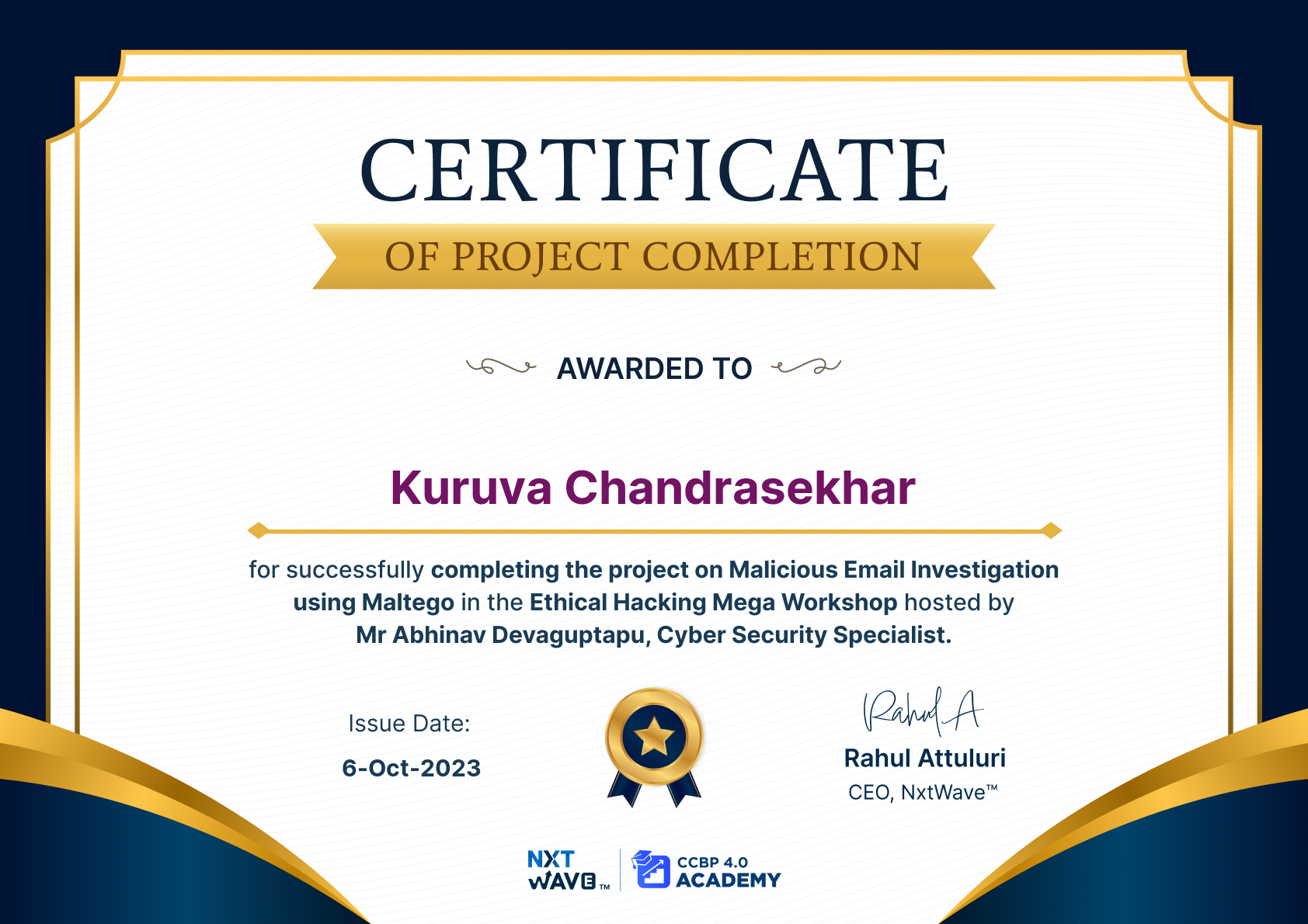 Chandrasekhar Kuruva - Fellow at NxtWave’s CCBP 4.0 Academy | Knows Python, SQL, Node JS, React ...