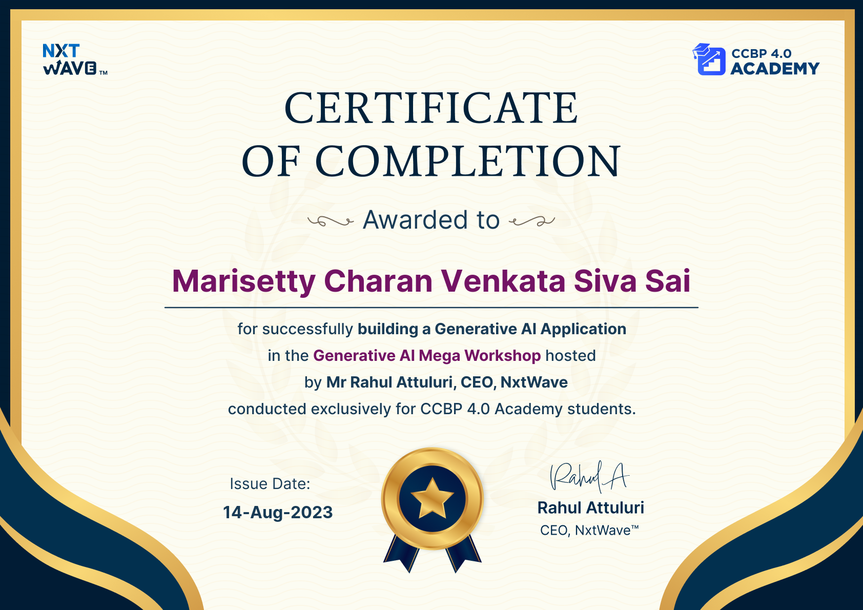 Charan venkata Siva sai Marisetty - Fellow at NxtWave’s CCBP 4.0 Academy | | LinkedIn