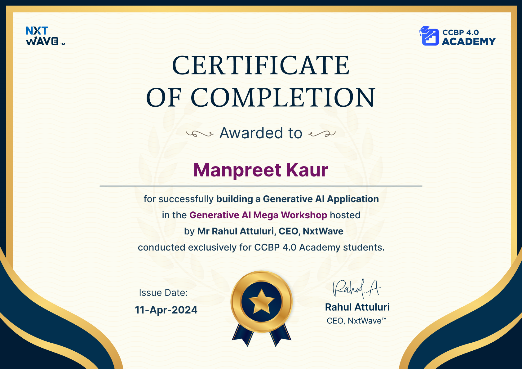 Manpreet Kaur - Fellow at NxtWave's CCBP 4.0 Academy |knows Python,Full stack web development ...
