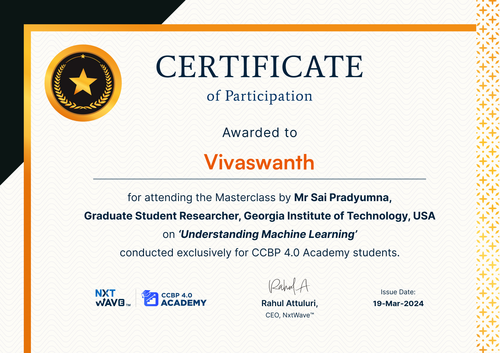 Vivaswanth Sadasivuni - Web Dev Intern @ Gulmahal | Ex-Intern @ Ananth Technologies Limited | Ex ...