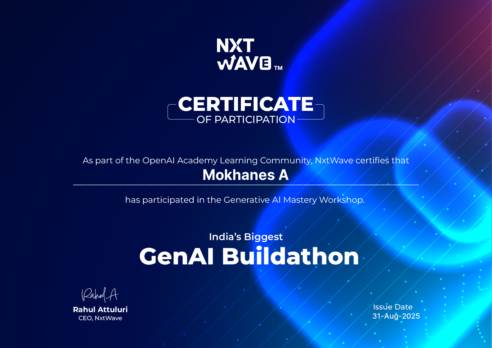 Mokhanes A - Fellow at NxtWave’s CCBP 4.0 Academy and Nandha Engineering College | Knows C, C++ ...